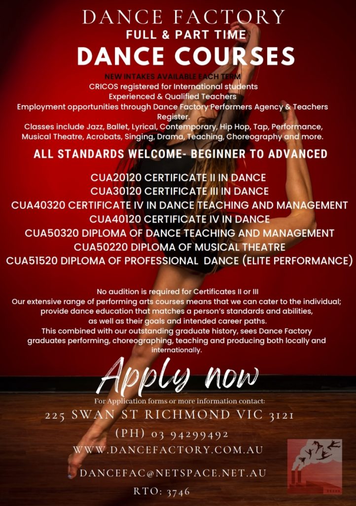 Dance Factory MelbourneFull & Part Time Poster (won't fit socials ...