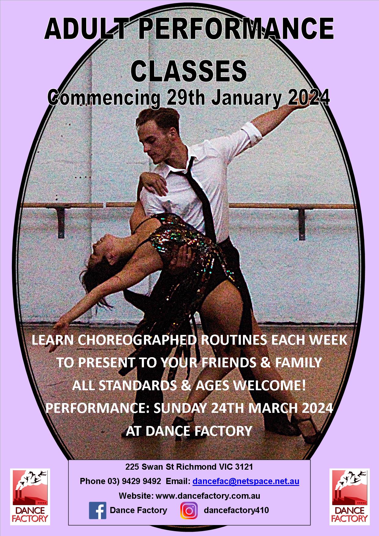 Dance Factory MelbourneAdult Performance Classes - Dance Factory Melbourne